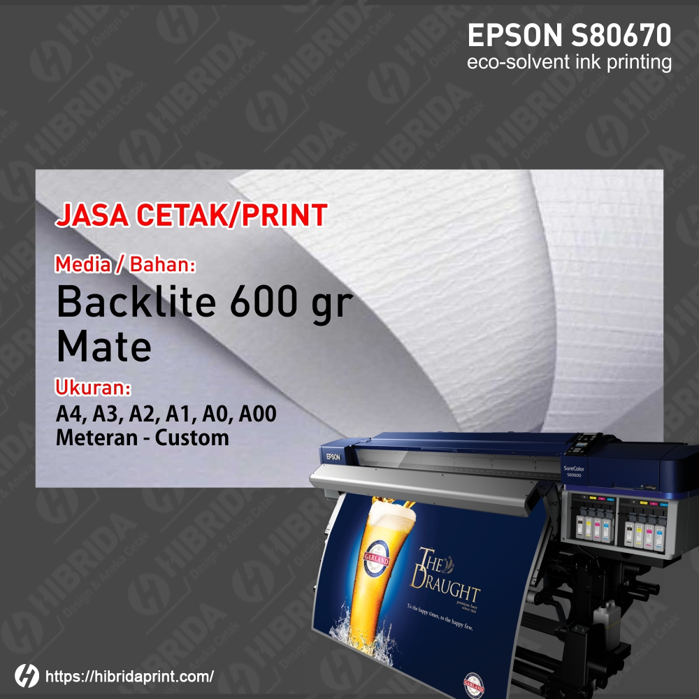 Jasa Cetak Backlit 600 gr Mate - Print Eco Epson