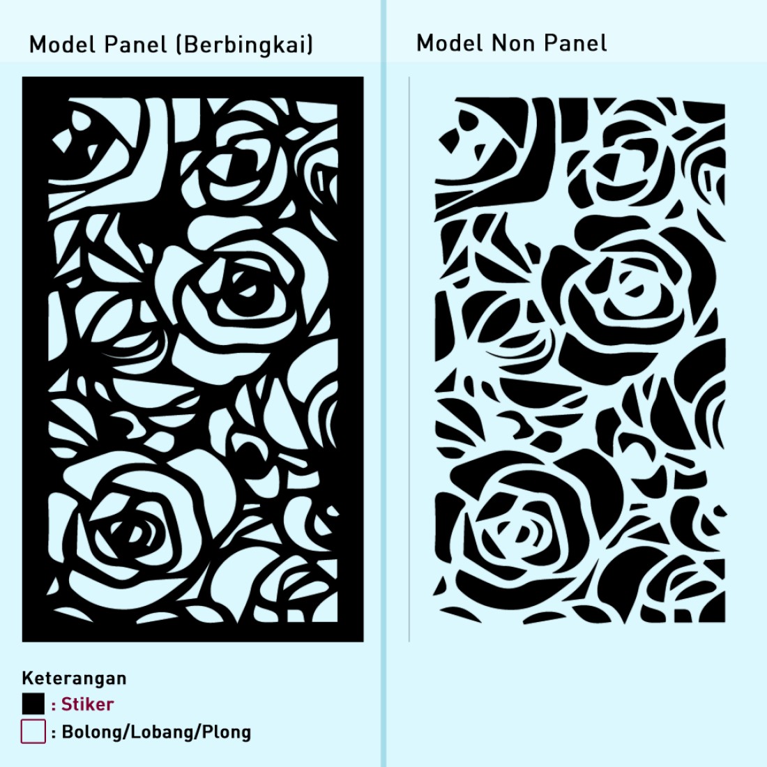 Stiker Kaca atau Stiker Sandblast Motif Bunga Ros