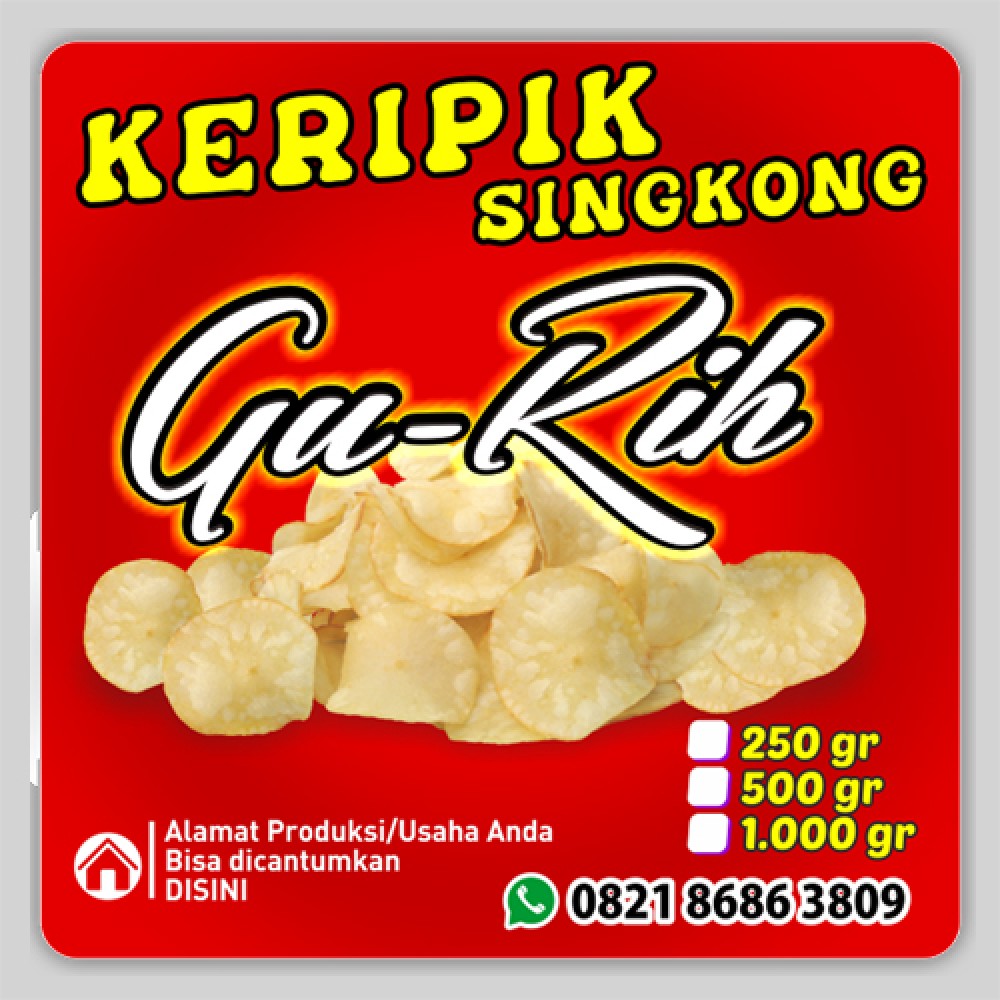 Stiker Label Keripik Singkong - Desain Kotak