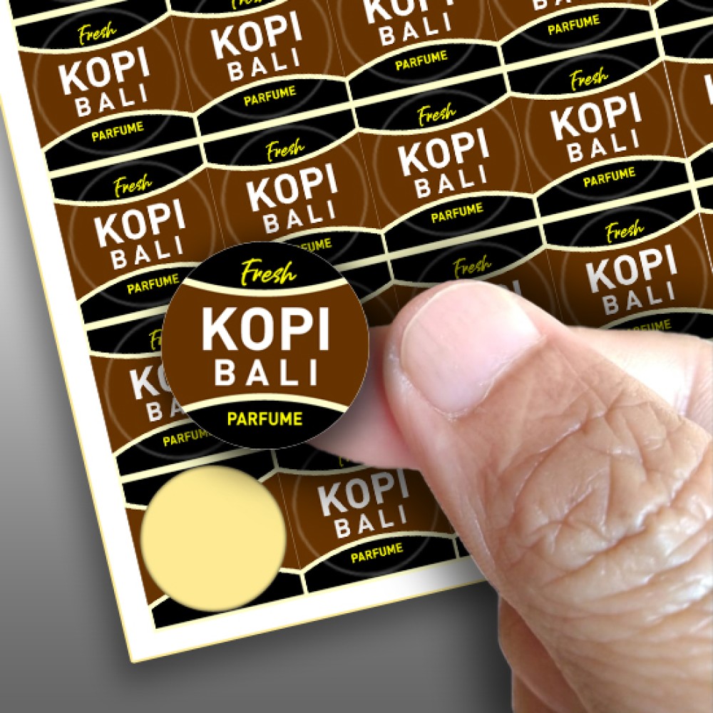 Stiker Parfume Kopi Bali | Layanan Design dan Jasa Cetak Hibrida Print