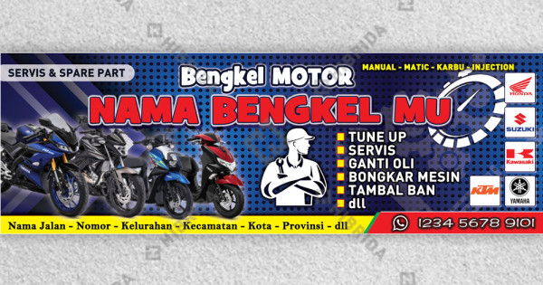Jasa Print Banner Bengkel Motor