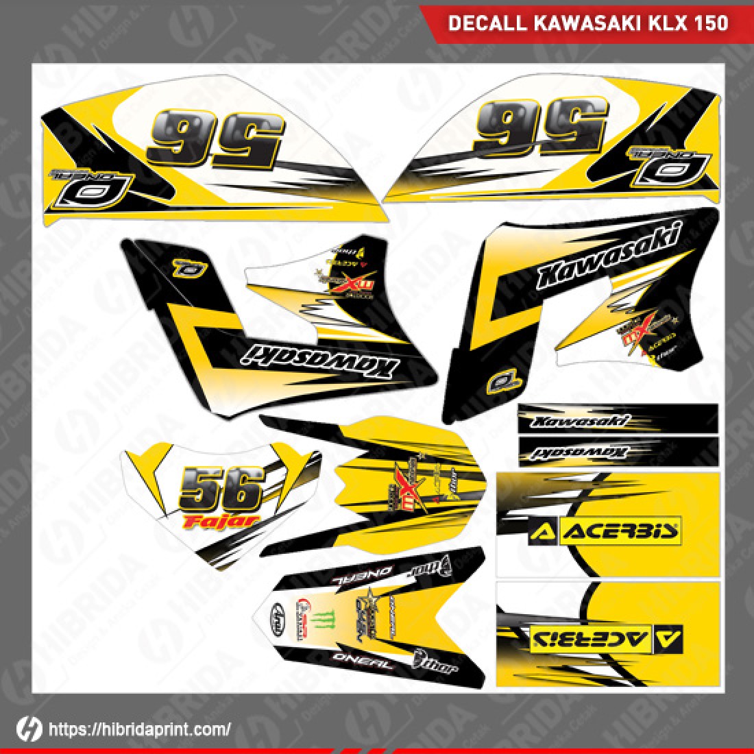 File JPG Stiker Decal KLX 150 Custom Hitam Kuning 56