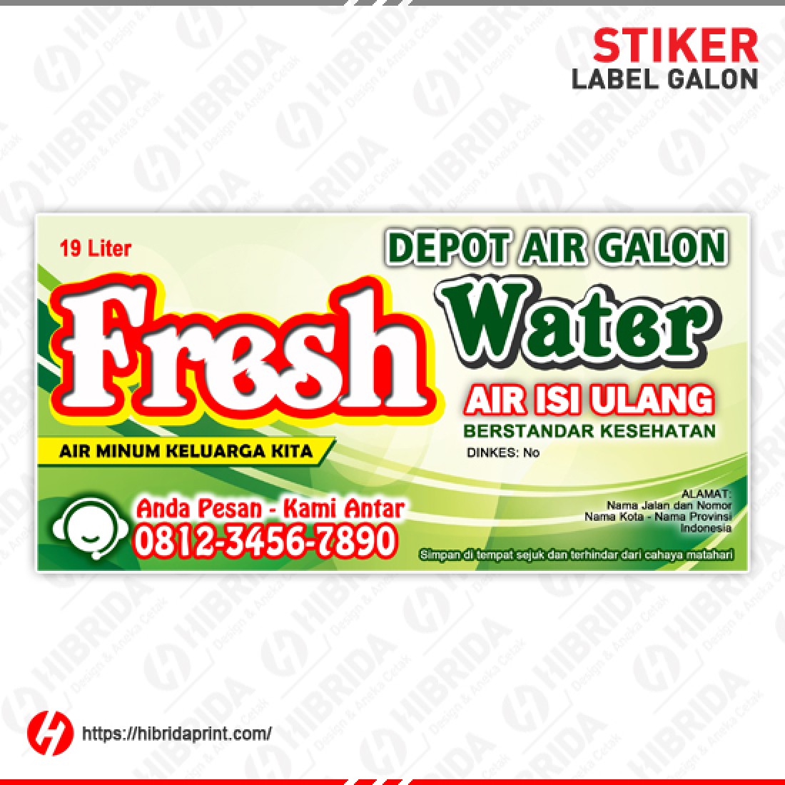 Cetak Stiker Galon Depot Air Minum Isi Ulang Model 011