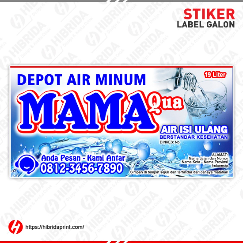 Cetak Stiker Galon Depot Air Minum Isi Ulang Model 019