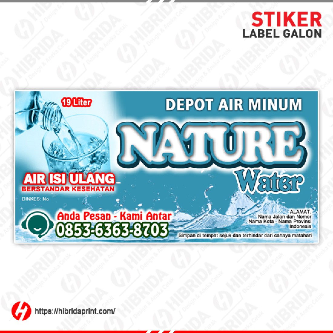 Cetak Stiker Galon Depot Air Minum Isi Ulang Model 024